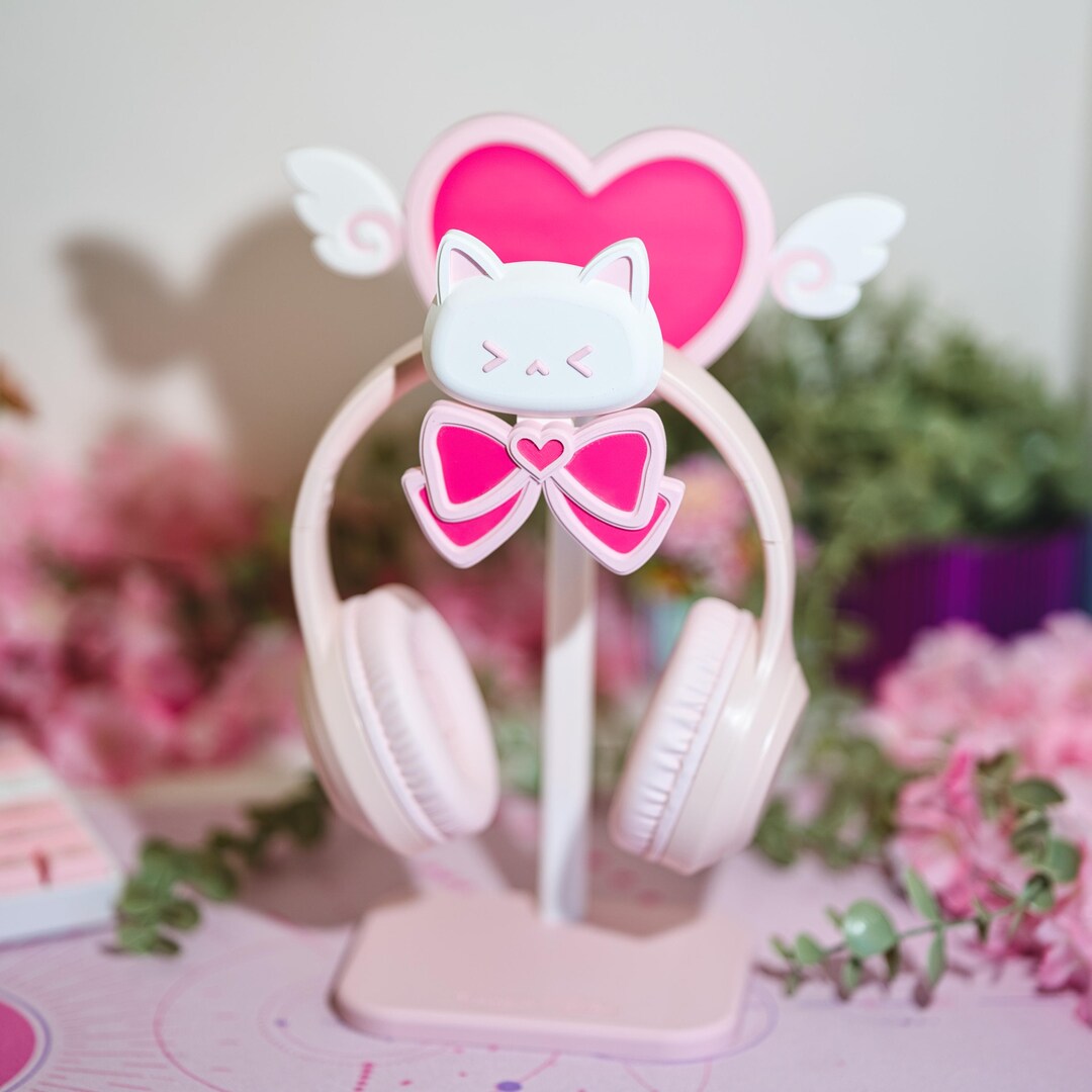 Customizable Kawaii Headphone Stand – Cat, Ribbon, Heart Accessories - Etsy