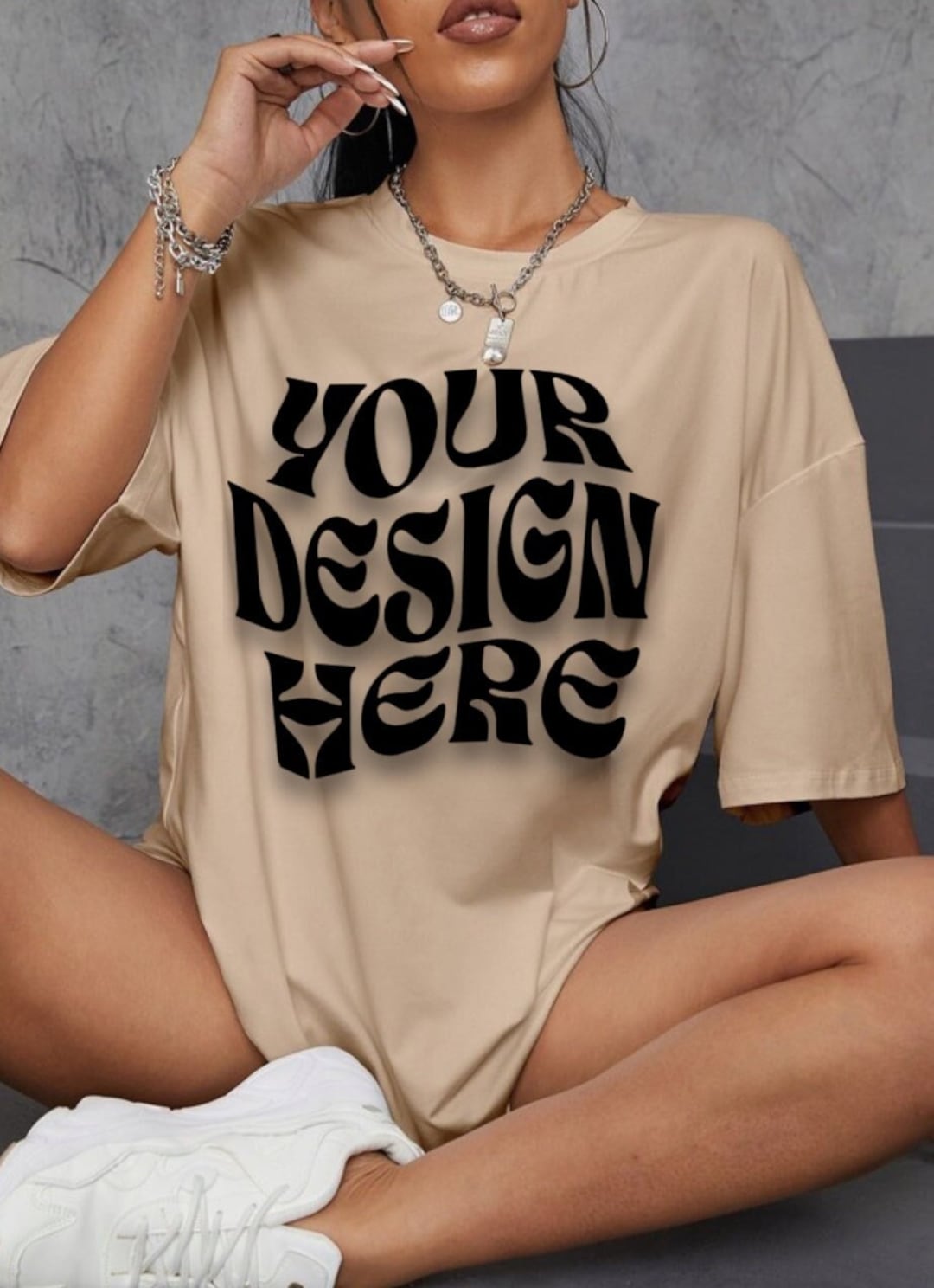 Comfort Colors 1717 Girl Model Mockup-beige Shirt Mockup-shirt Mockup ...