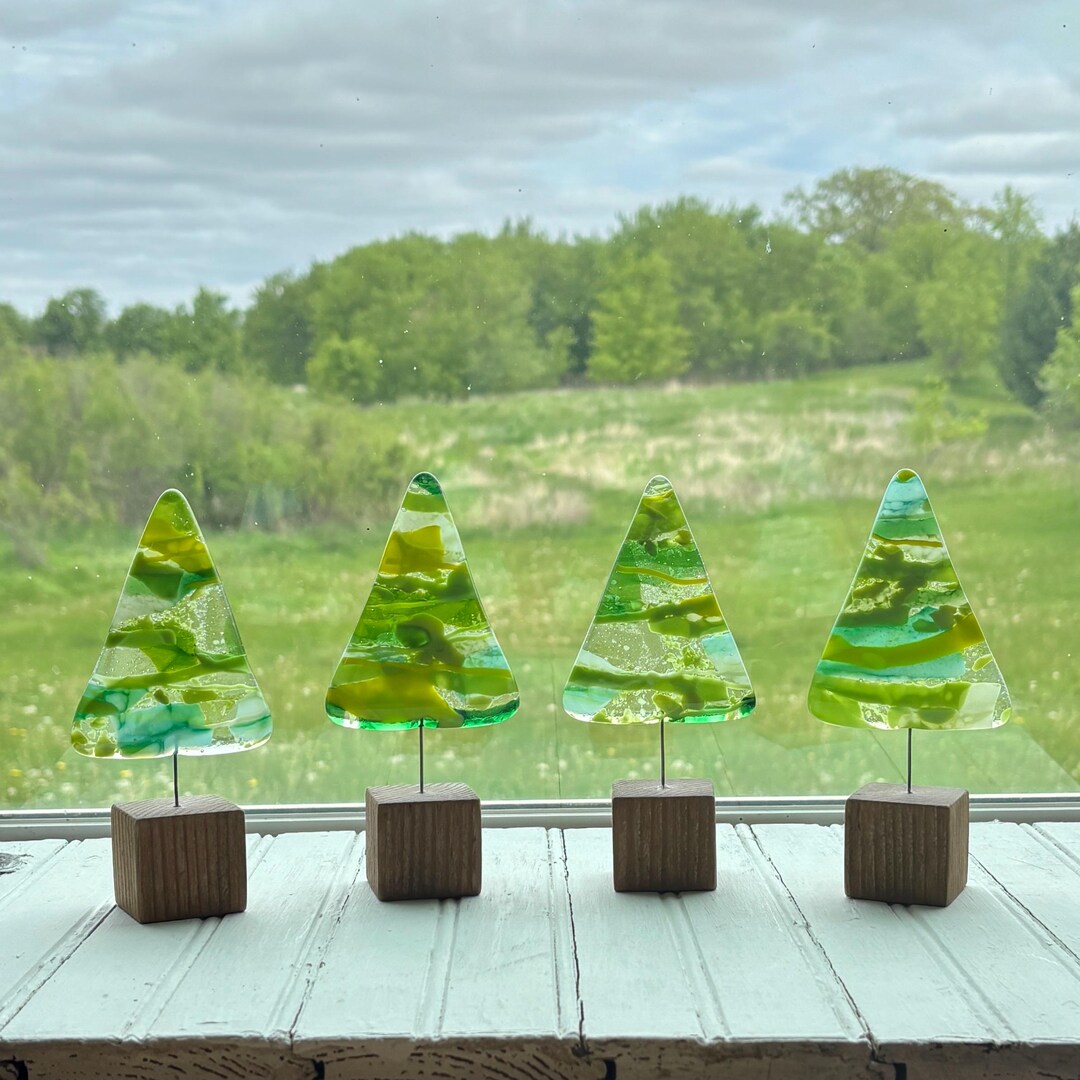 Fused Glass Tree | Tabletop, Windowsill or Desk Decoration | One of a ...