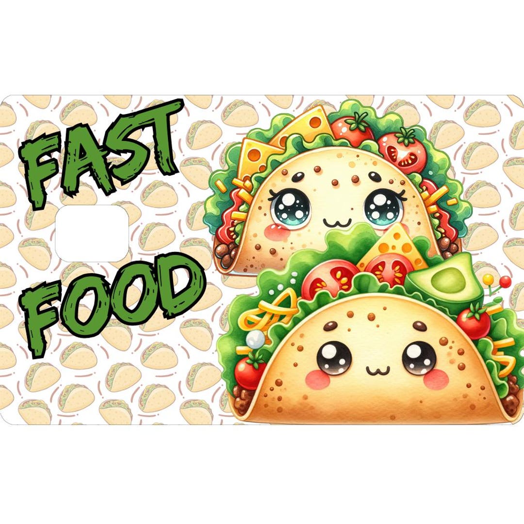 Fast Food Credit Card Skins Tacos, Pizza, Hamburger, Hotdog Designs 4 ...