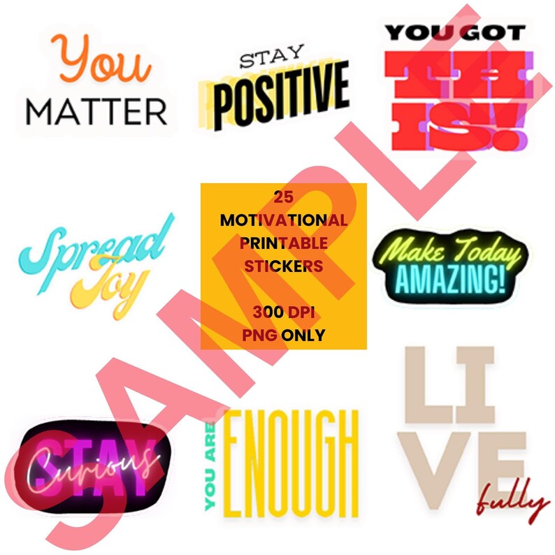 25 Printable Motivational Stickers | Digital Download | Positive Quotes ...