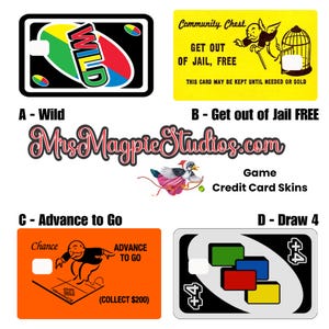 Custom Game Credit Card Skins Fun, Colorful Designs for Popular Board ...