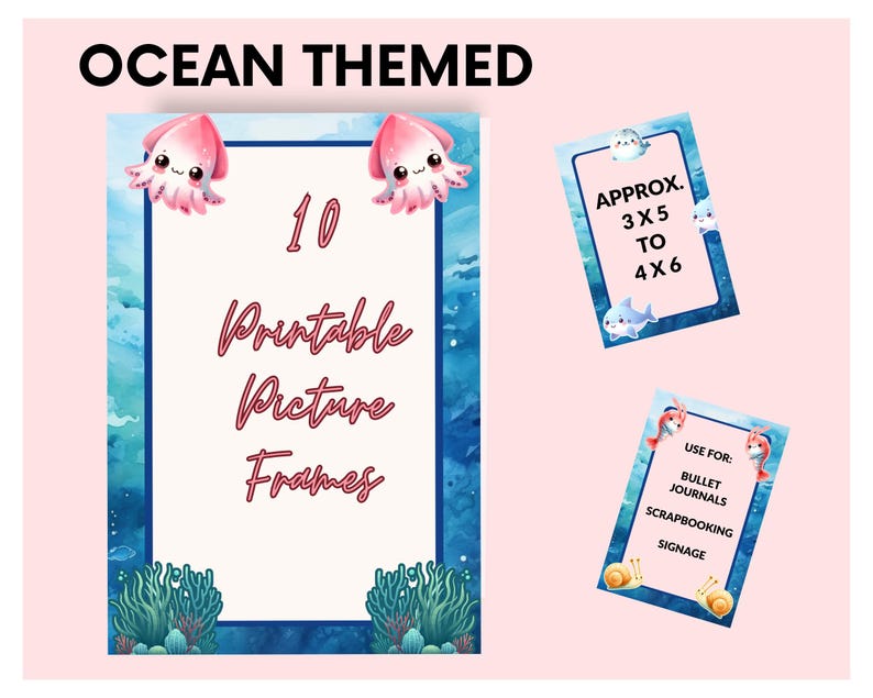 10 Ocean-themed Printable Picture Frames Instant Download Underwater ...