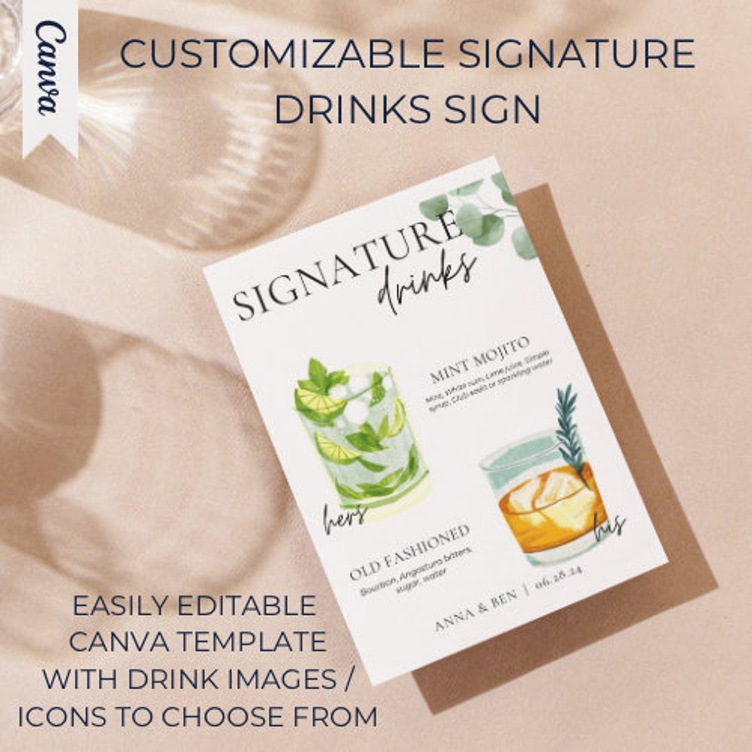 Bar Menu Template, Modern Editable Drink Menu Template, Minimalist ...