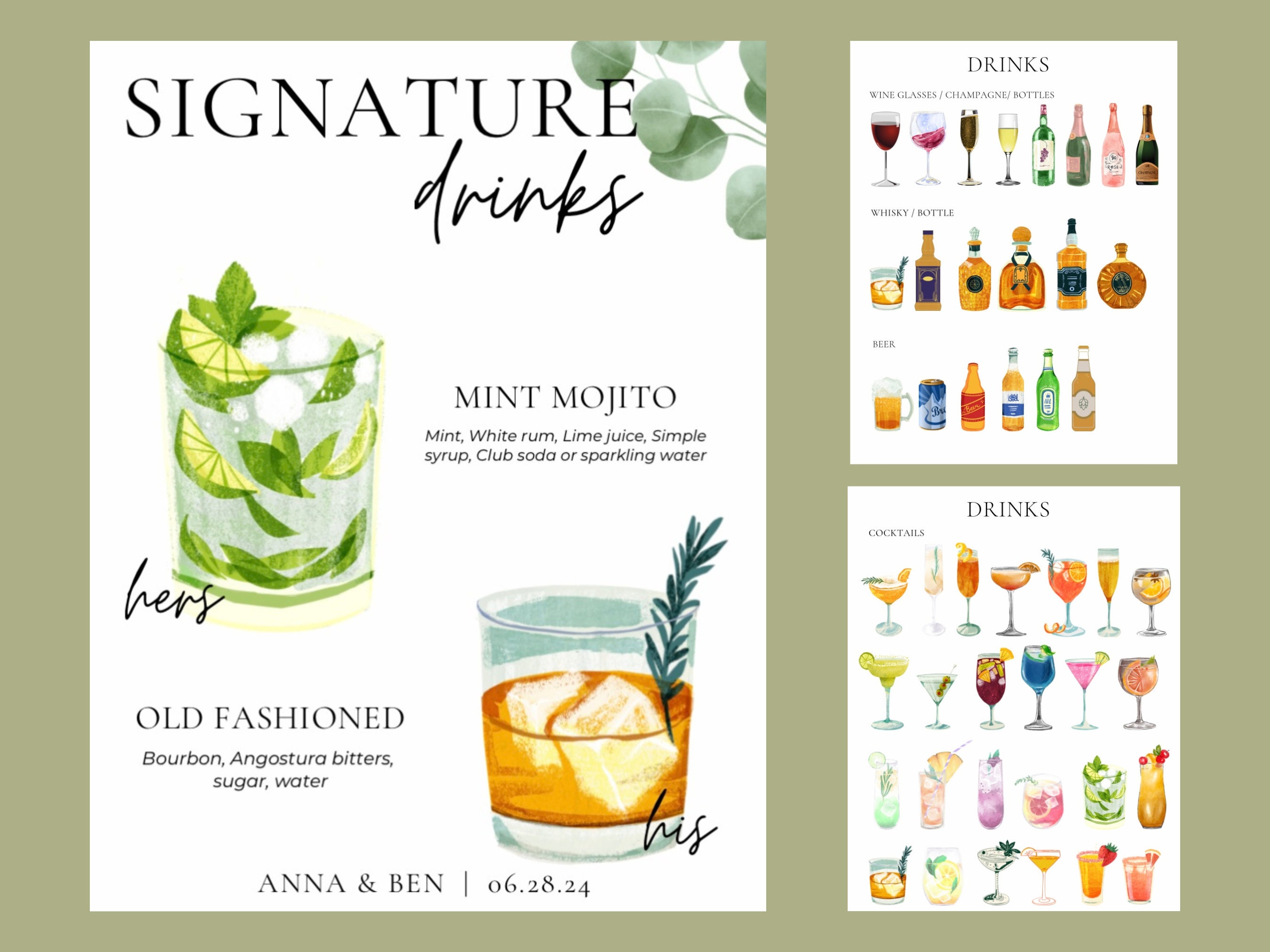 Bar Menu Template, Modern Editable Drink Menu Template, Minimalist ...