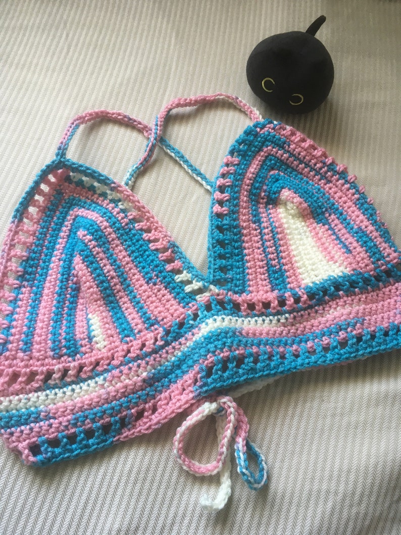 Crochet Trans Pride Flag Lilly Top, Summer Handmade Crop Top, Pride ...