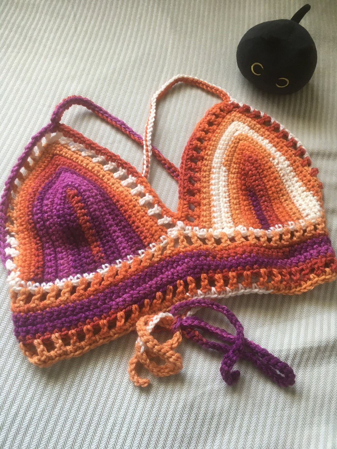 Crochet Lesbian Pride Flag Lilly Top, Size M, Summer Handmade Crop Top ...