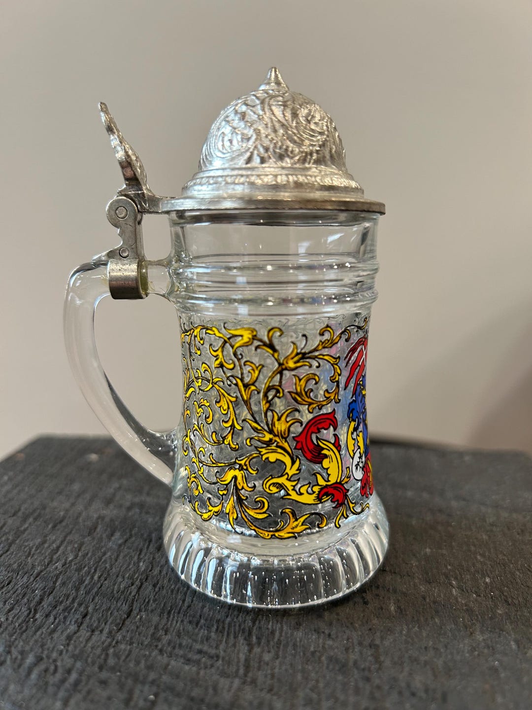 German Crest Mini Beer Stein Vintage Schnaps Krugerl Original Pewter ...