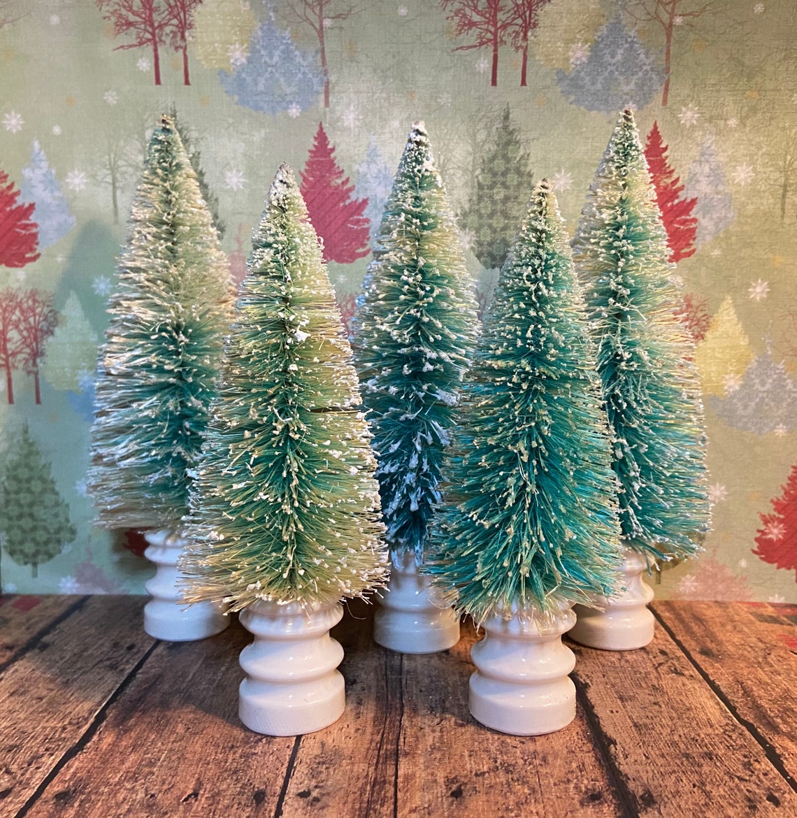 One Vintage Style Bottlebrush Tree on a Vintage White - Etsy