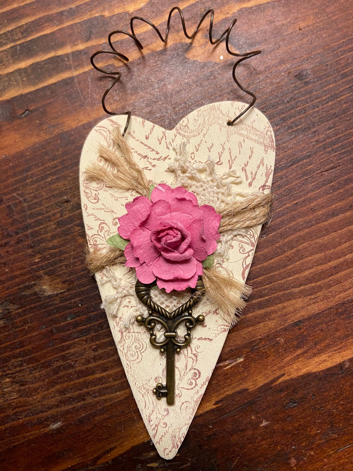 Vintage Heart/key Ornaments - Etsy