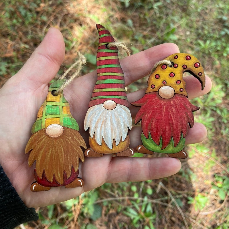 Wood Painted Gnomes - Etsy