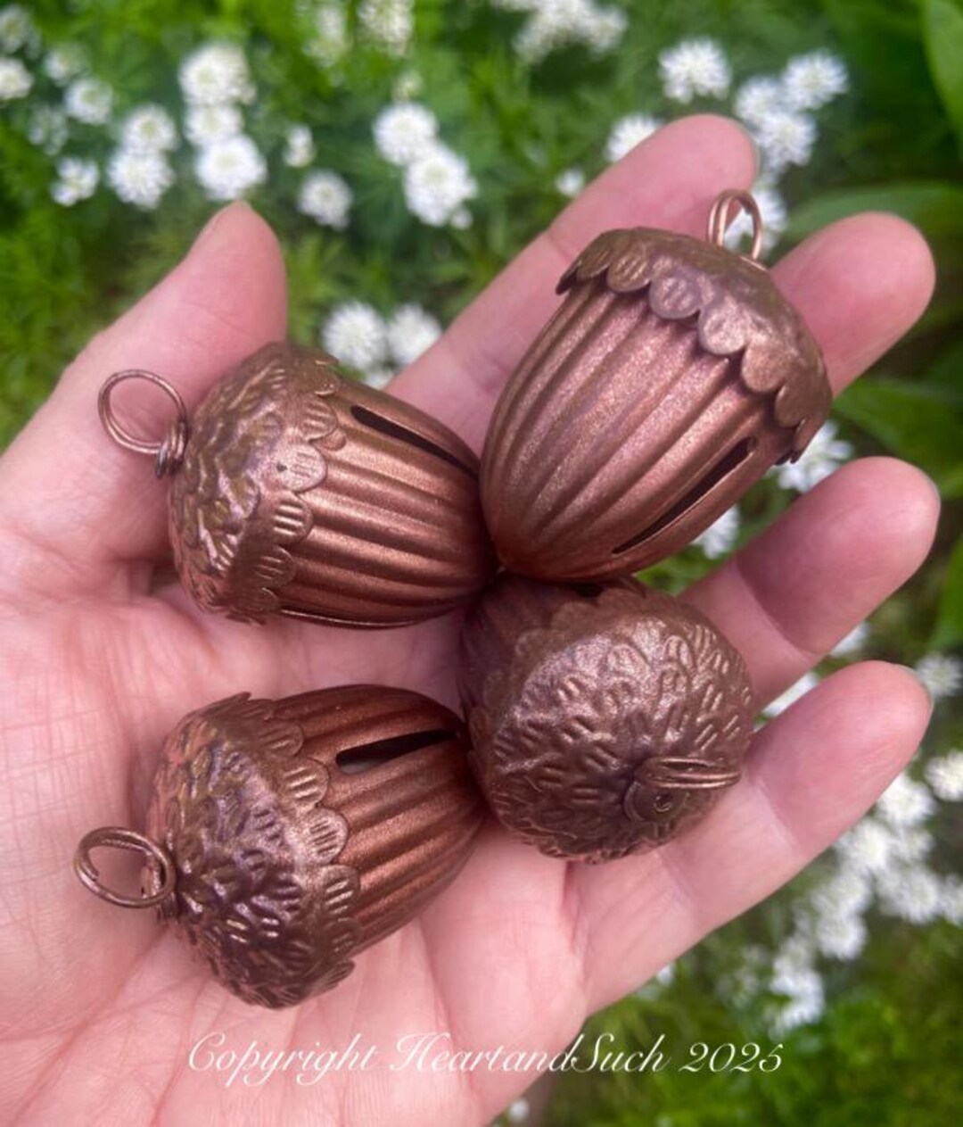 Set of 4 Copper Vintage-style Metal Acorn Jingle Bells by Heart and ...