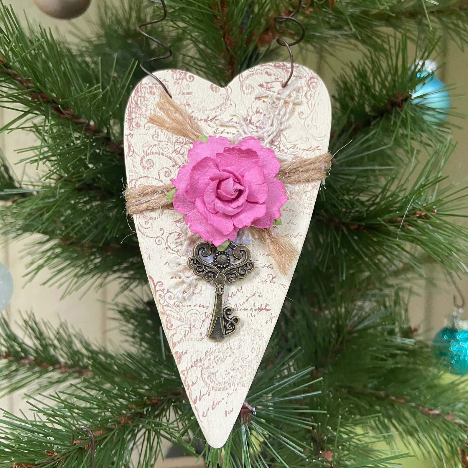 Vintage Heart/key Ornaments - Etsy