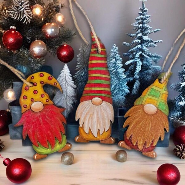 Wood Painted Gnomes - Etsy