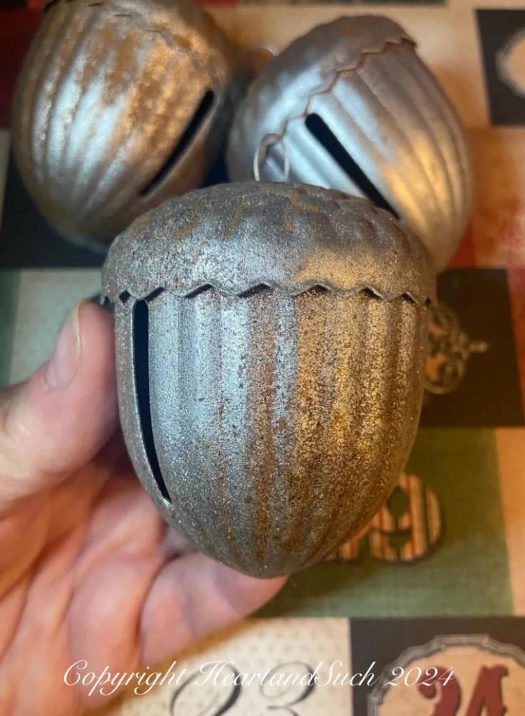 SET OF 3 Extra Large Vintage-style Rustic Silver Acorn Jingle Bells - Etsy