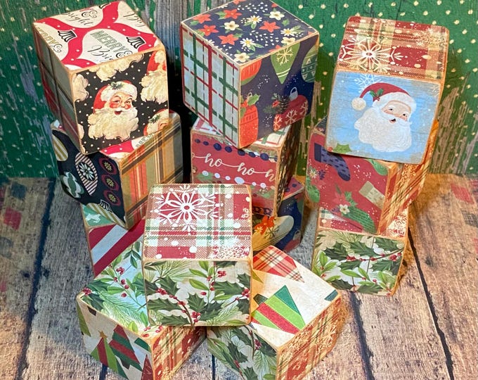 Handcrafted Wood Block Home Decor | CHRISTMAS | Hand Painted | Holiday ...