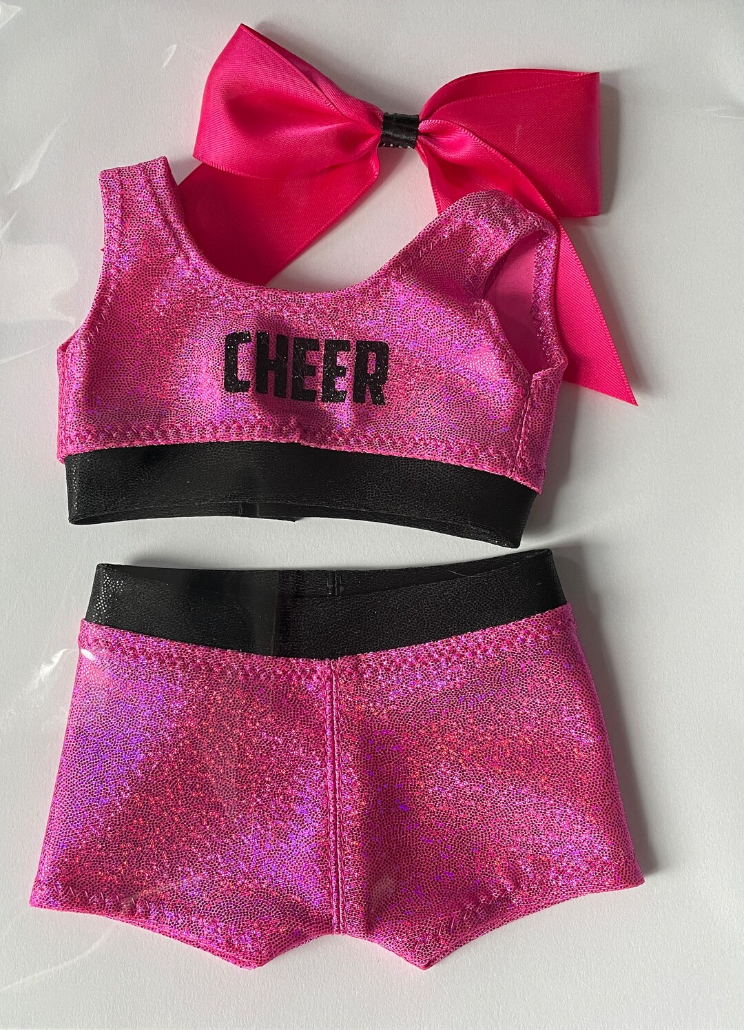 Cheer Practice Suit and Bow, Bright Pink and Black OR Navy and White ...
