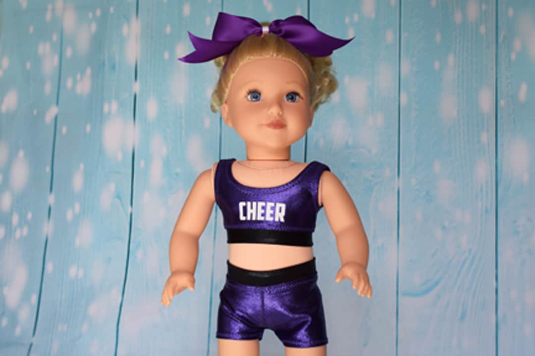 Purple Cheer Practice Suit for 18" Dolls: Black & White Outfit - Etsy
