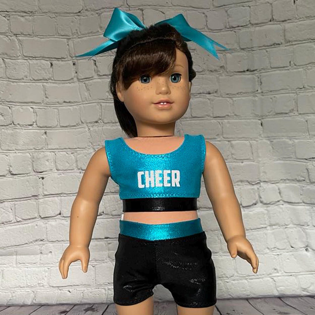 Cheer Practice Uniform, Turquoise, Black & White Cheer Outfit, Doll ...