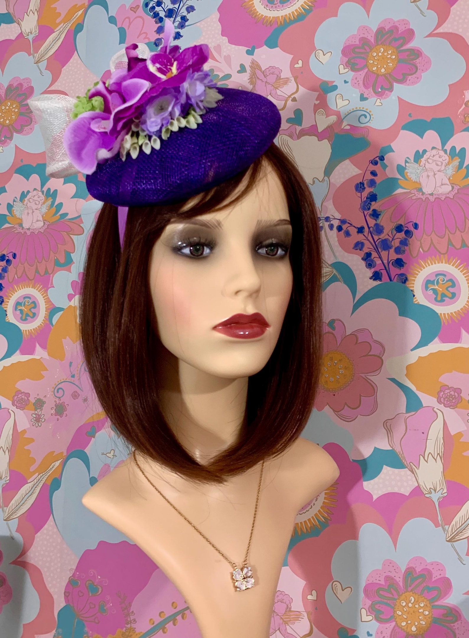 Purple Floral Pillbox Hat, Kentucky Derby, Tea Party Hat - Etsy