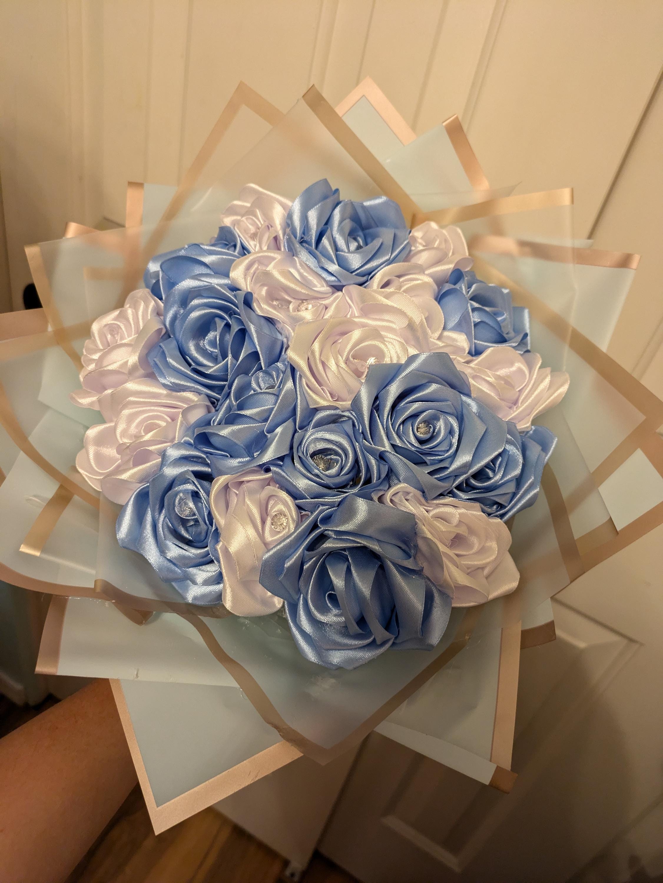 Flower Bouquets Made From Ribbon Artificial Flowers - Etsy