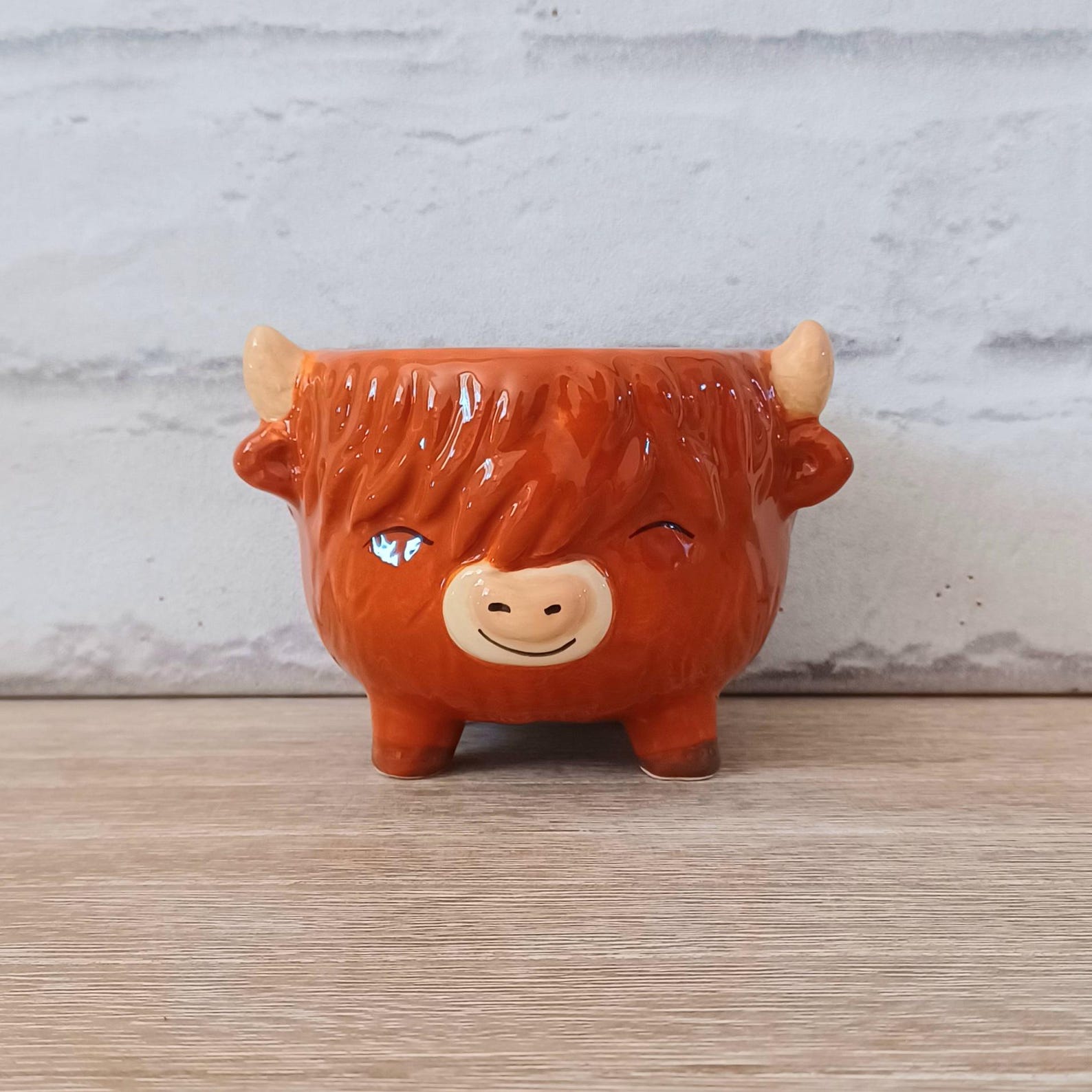 Mini Small Highland Cow Planter Flower Plant Pot Home Decor Garden ...