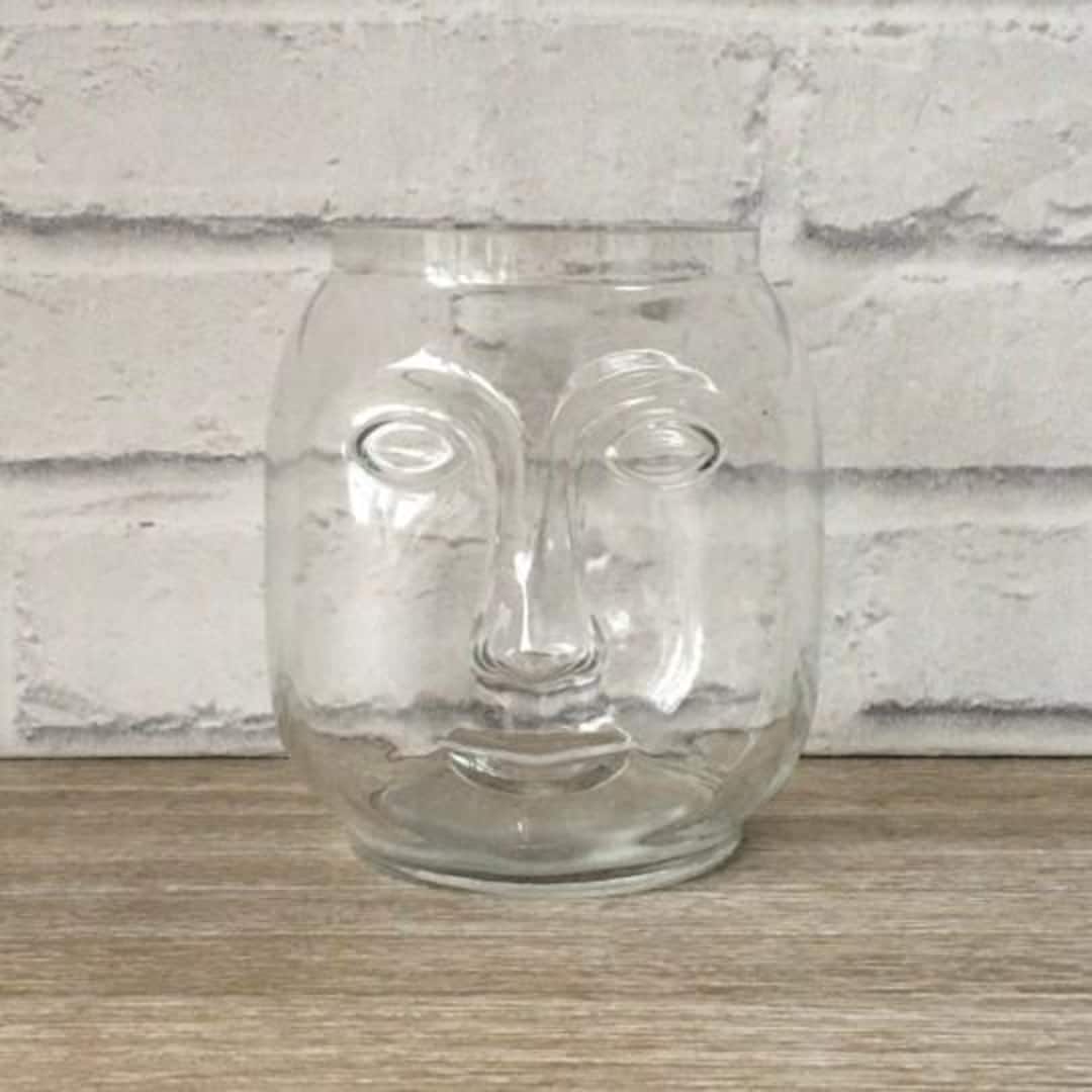 Clear Glass Abstract Face Transparent Clear Vase Flower Vases Home ...