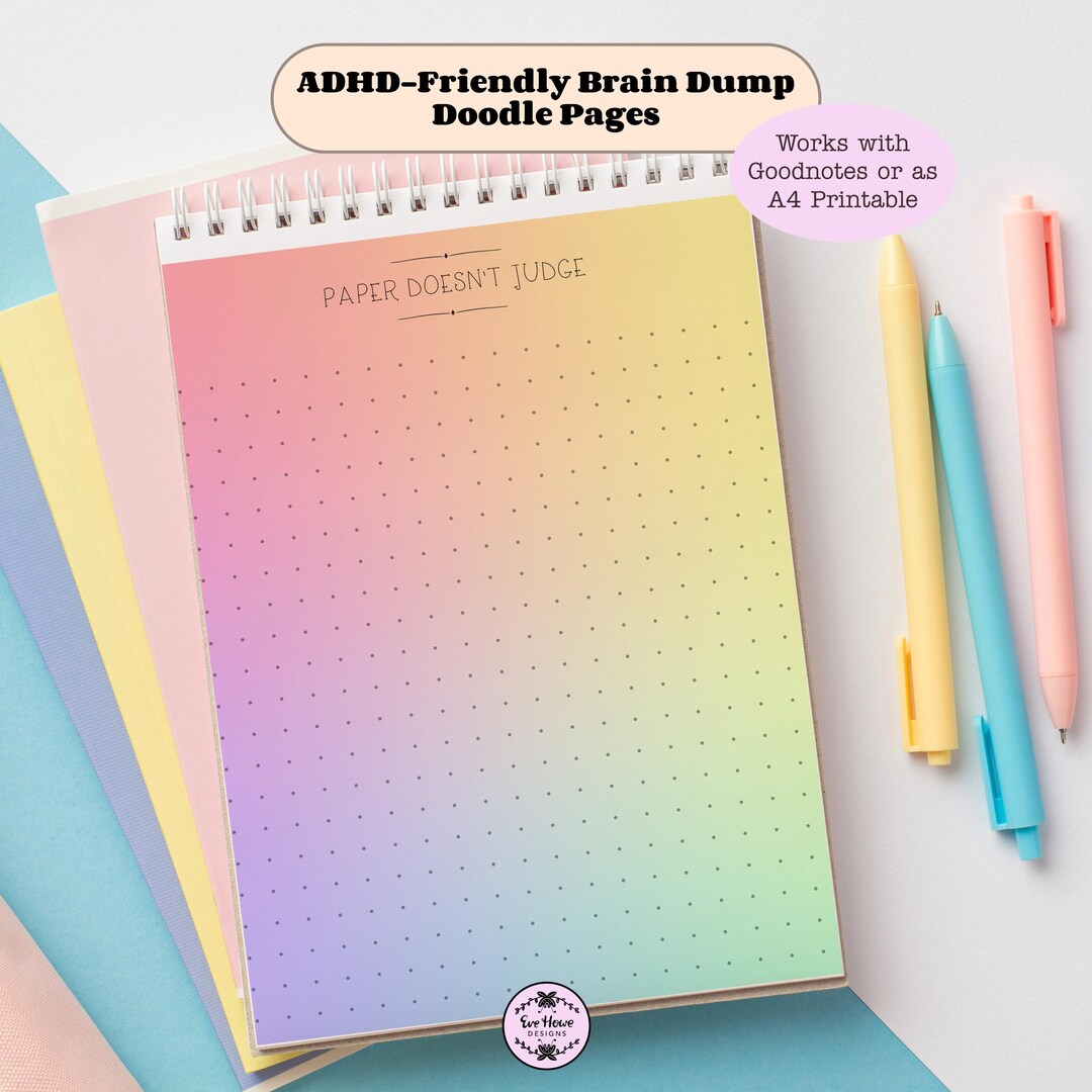 Adhd-friendly Gradient Dot Grid Paper Brain Dump and Doodle Pages ...