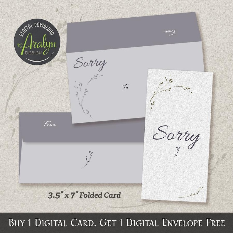 Printable Sorry Card | Printable Sorry Card 3.5x7 Folded | Minimalist ...