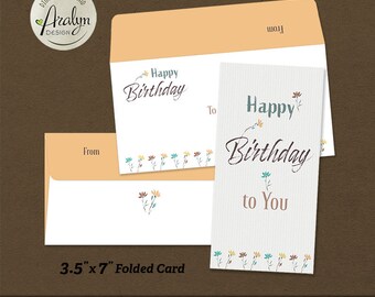 Printable BIRTHDAY Card 5x7 Folded / Instant Download / Card Template ...