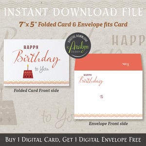 Printable Birthday Cards Orange Birthday Cupcake With Candle 7x5 Folded ...