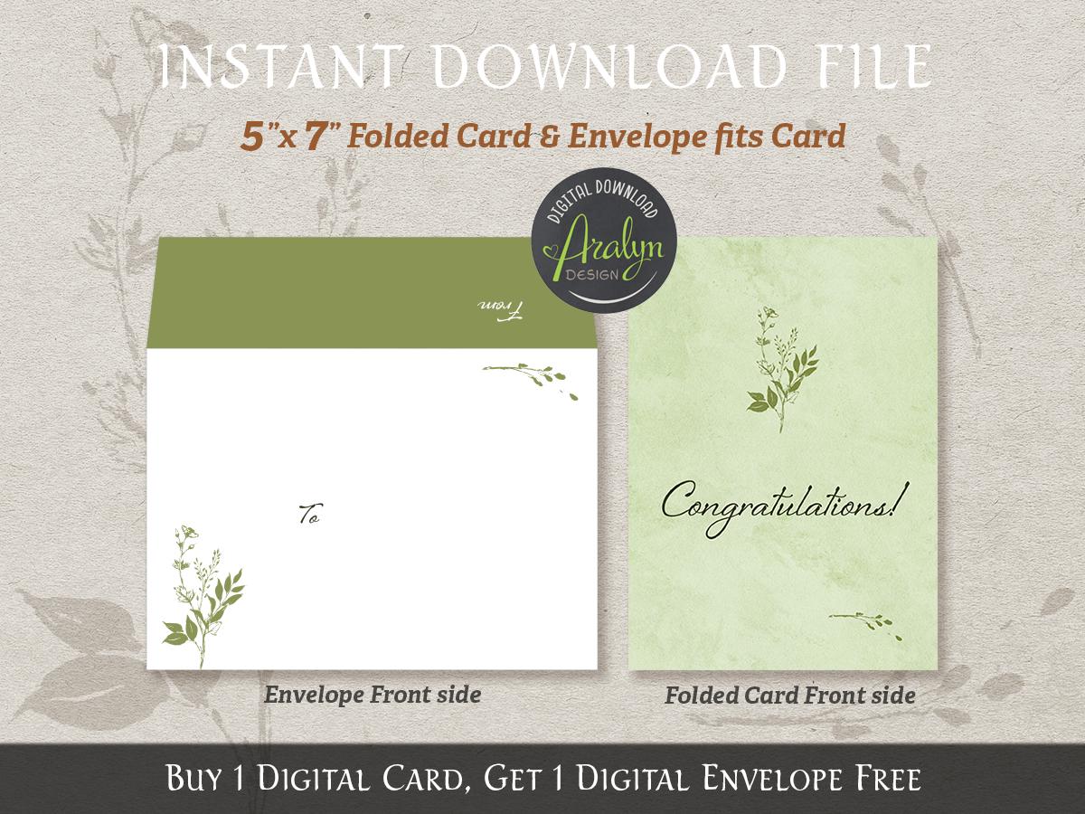 Printable Congratulations Card | Green Abstract Flower Congratulations ...