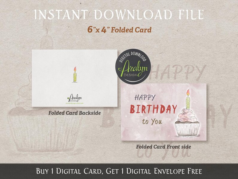 Printable Birthday Cards | Happy Birthday Card 6x4 Folded | Printable ...