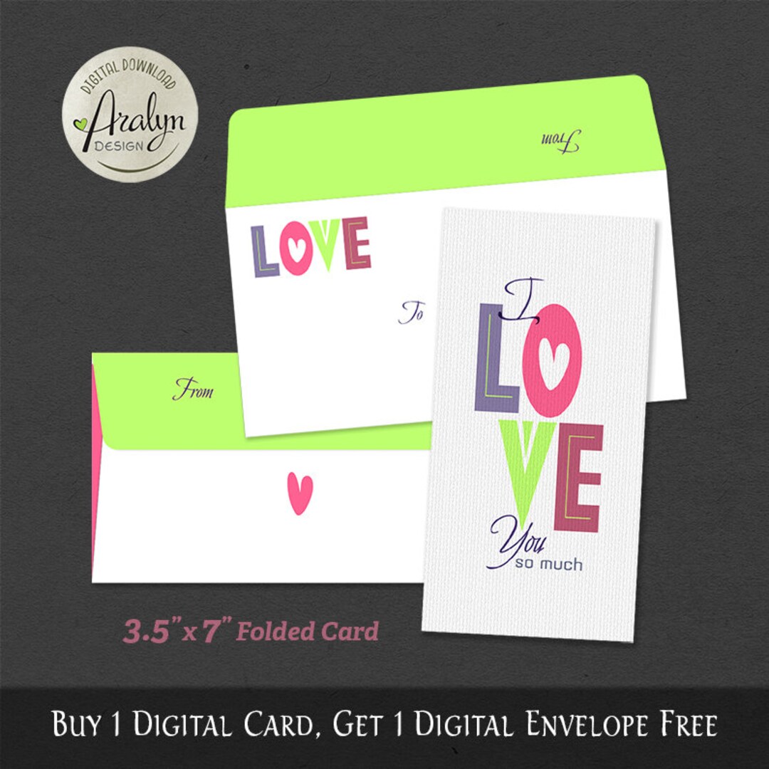 Printable LOVE Card 3.5x7 Folded / Instant Download / Card Template ...