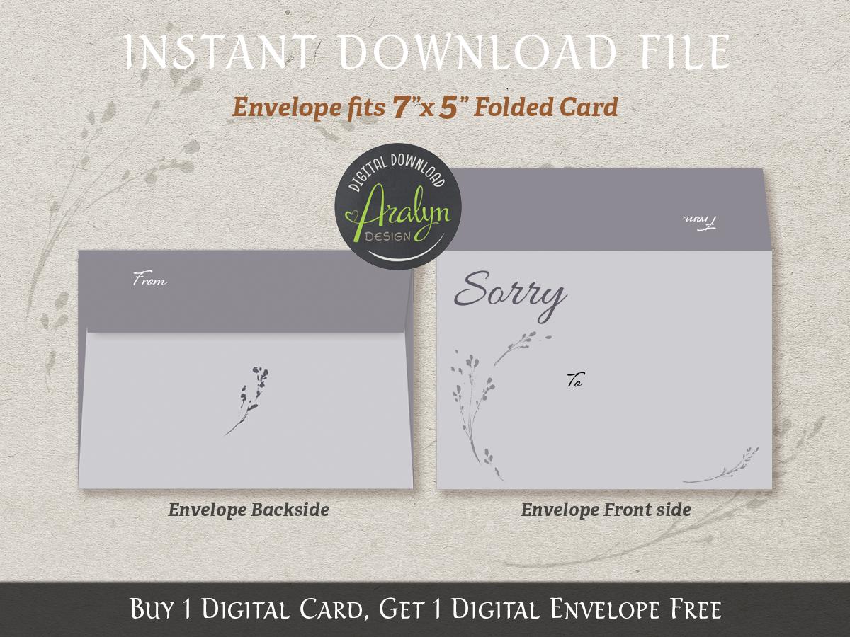 Printable Sorry Cards | Printable Sorry Card 7x5 Folded | Minimalist ...