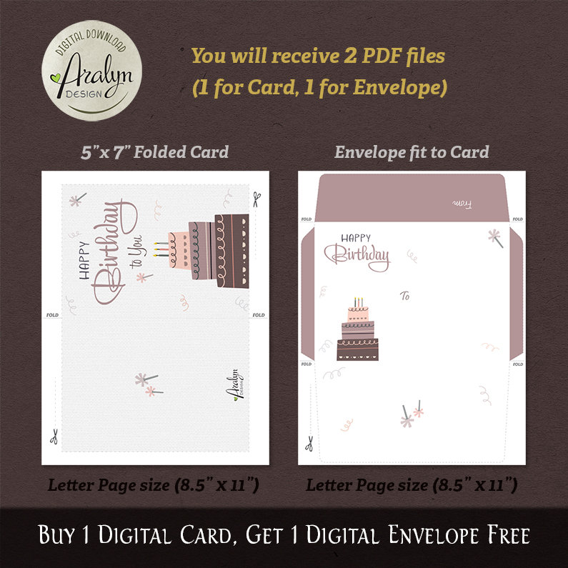 Printable BIRTHDAY Card 5x7 Folded / Instant Download / Card Template ...