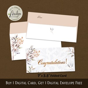 Printable CONGRATULATIONS Card 7x3.5 Folded / Instant Download / Card ...