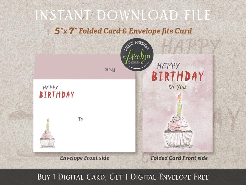 Printable Birthday Cards | Happy Birthday Card 5x7 Folded | Printable ...