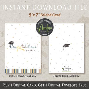 Printable Congratulations Cards | Graduation Congratulations Card 5x7 ...