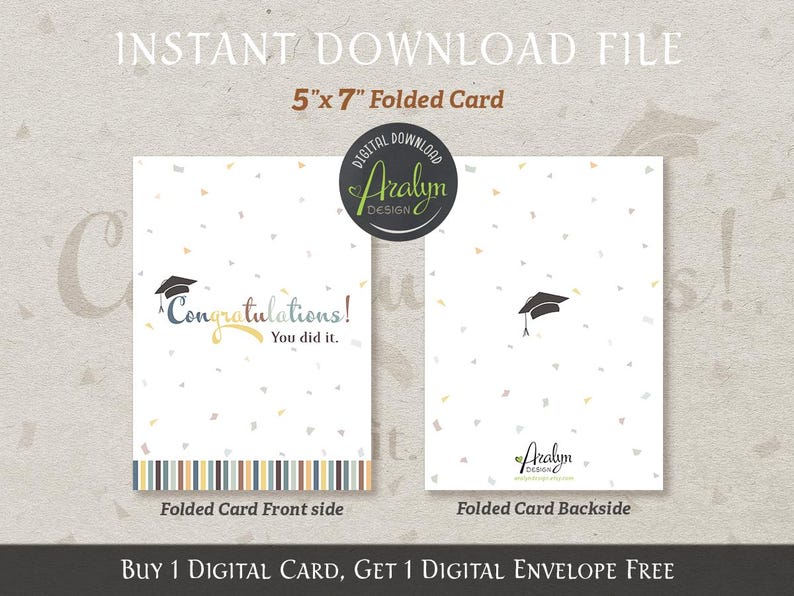 Printable Congratulations Cards | Graduation Congratulations Card 5x7 ...