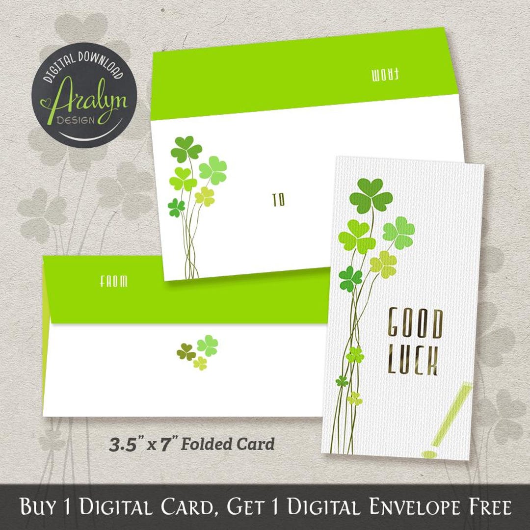 Printable Good Luck Cards Good Luck Card 3.5x7 Folded Good Luck Card to ...
