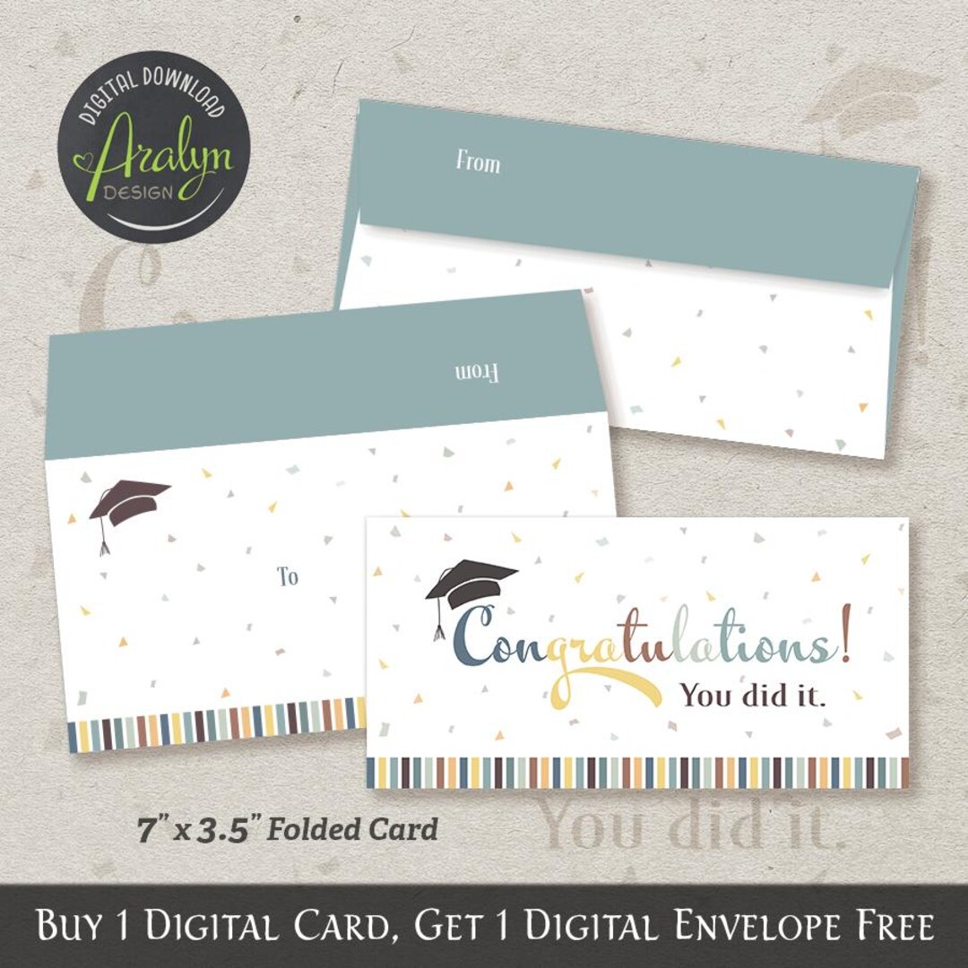 Printable Congratulations Cards | Graduation Congratulations Card 7x3.5 ...