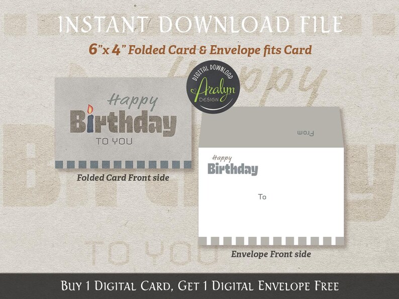 Printable Birthday Cards | Gray Watercolor Candle Happy Birthday Card ...