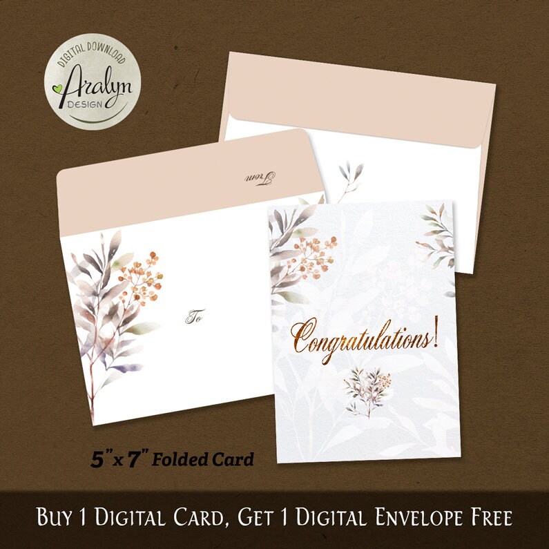 Printable CONGRATULATIONS Card 5x7 Folded / Instant Download / Card ...