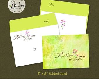 Printable THANK YOU Card 7x5 Folded / Instant Download / Card Template ...
