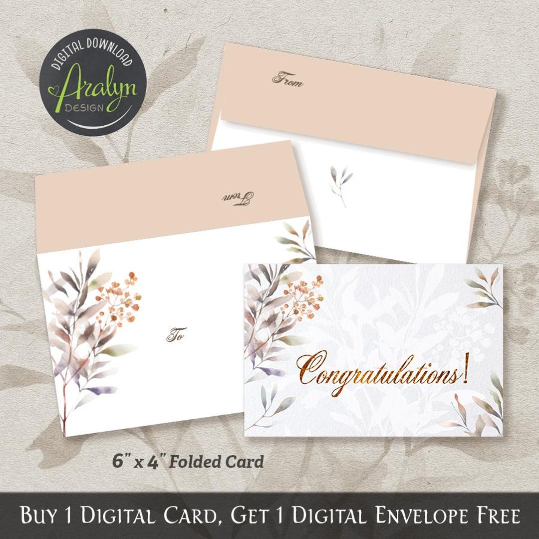 Printable Congratulations Cards | Watercolor Flowers Wedding ...