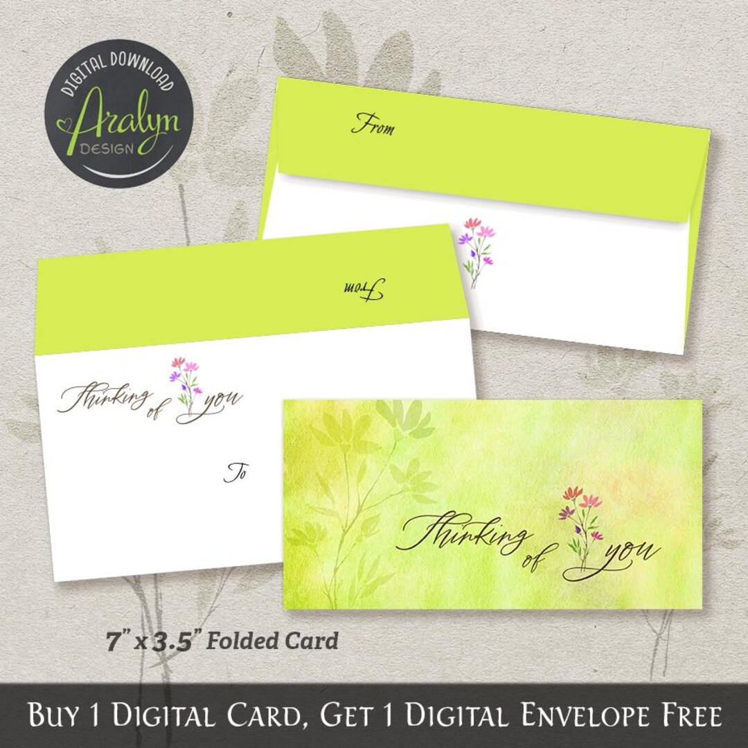 Printable Thinking of You Cards | Printable Thinking of You Card 7x3.5 ...