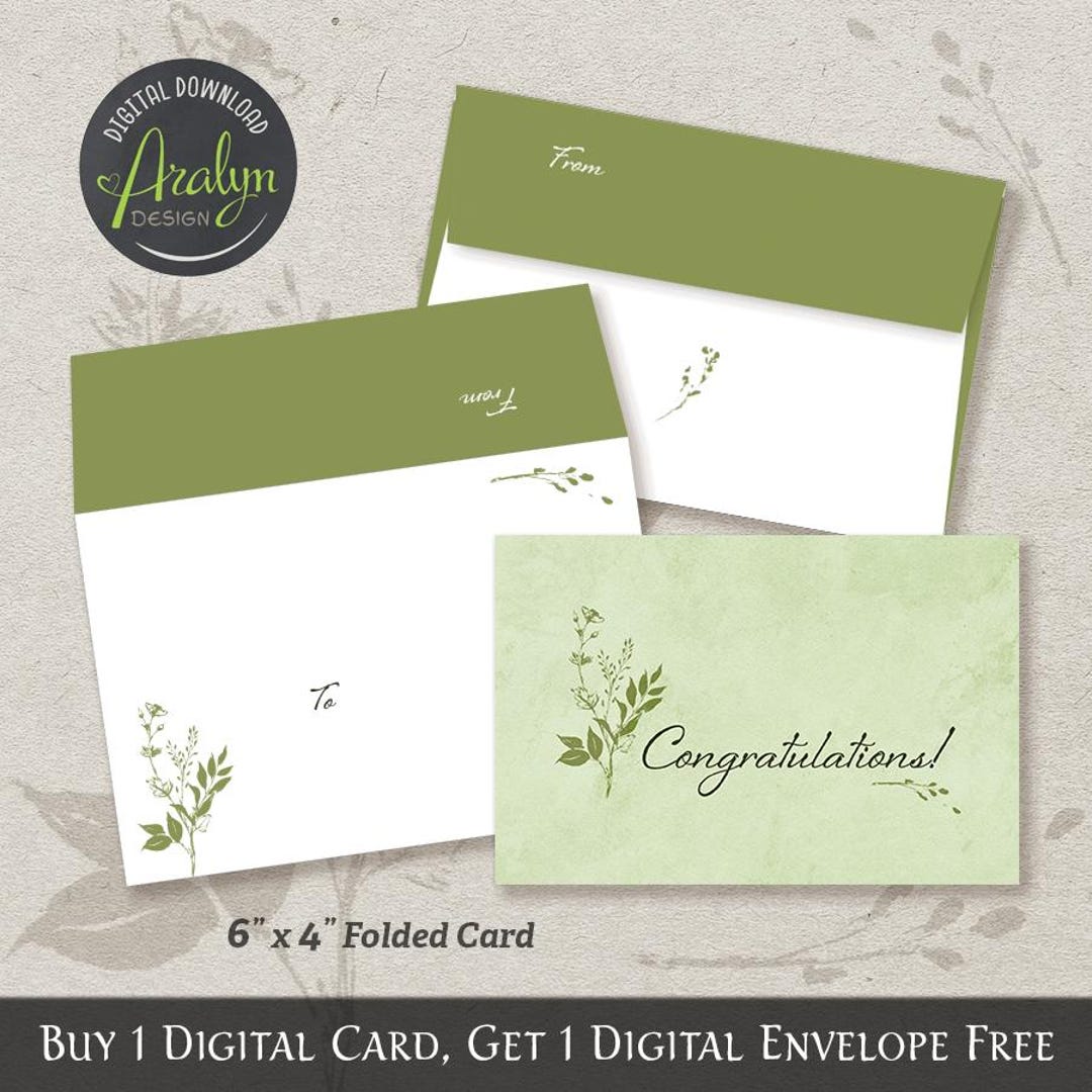 Printable Congratulations Card | Green Abstract Flower Congratulations ...