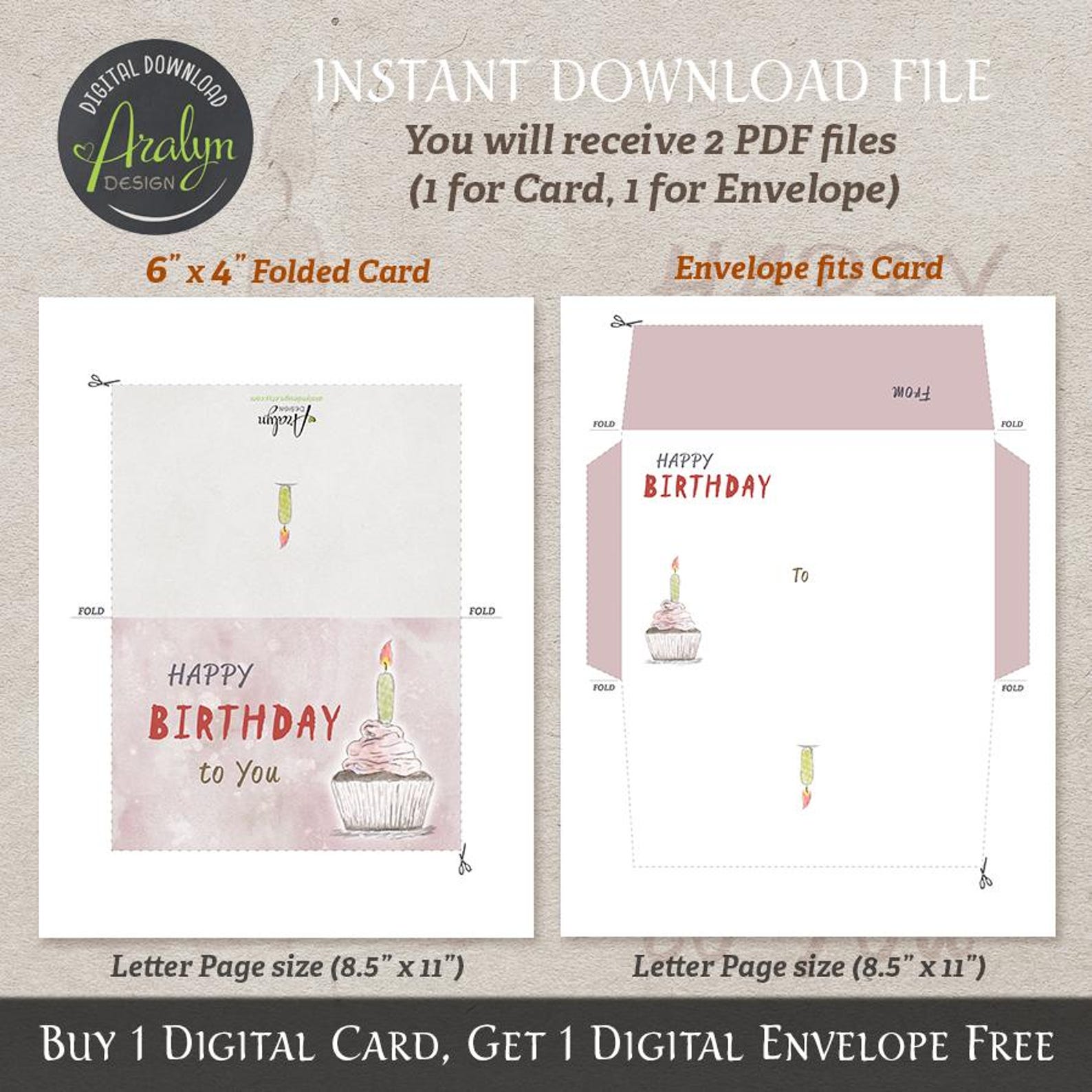 Printable Birthday Cards | Happy Birthday Card 6x4 Folded | Printable ...