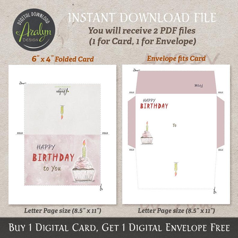 Printable Birthday Cards | Happy Birthday Card 6x4 Folded | Printable ...